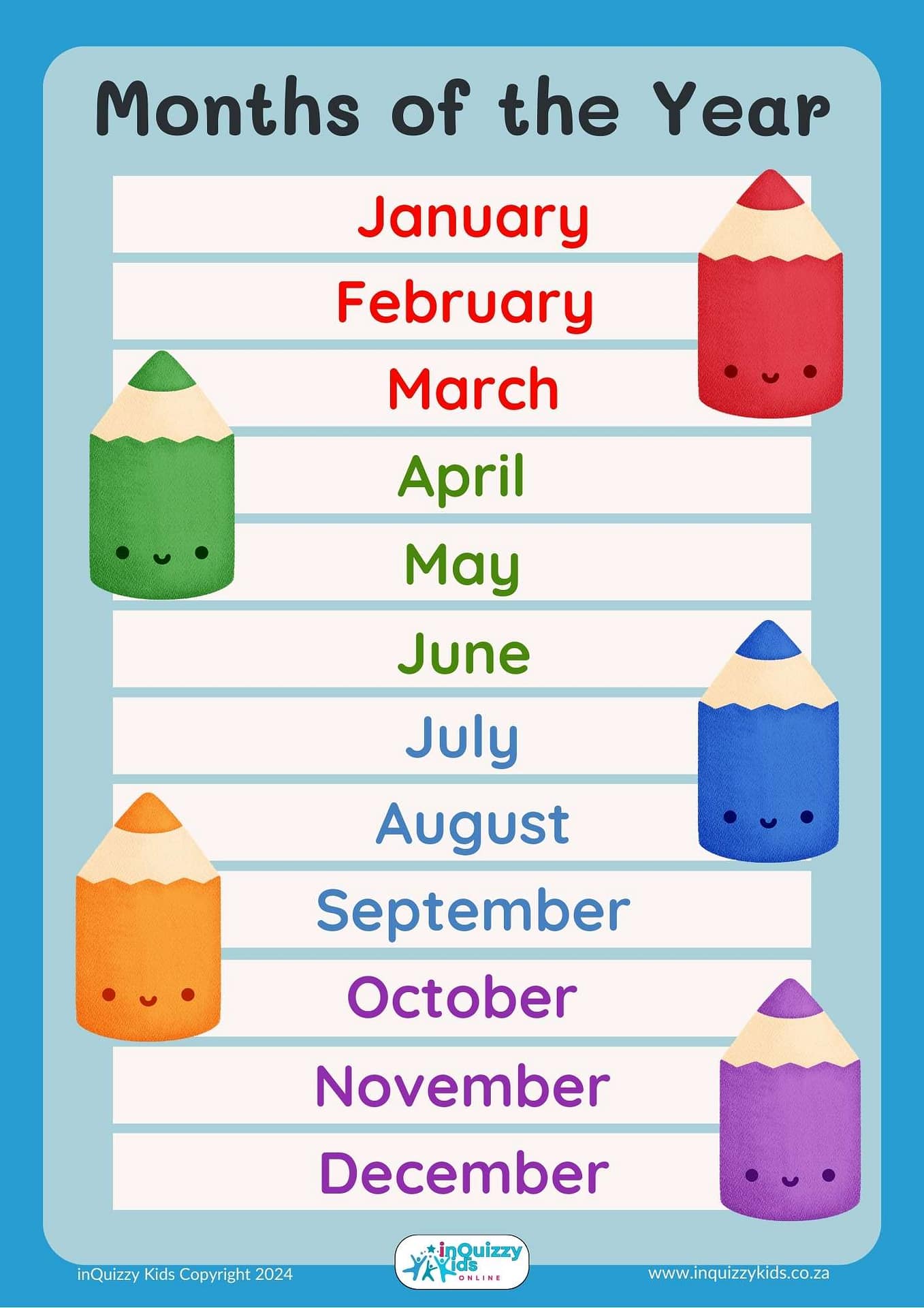 Days-weeks-Months A3 wall Chart – Downloadable – inQuizzy Kids