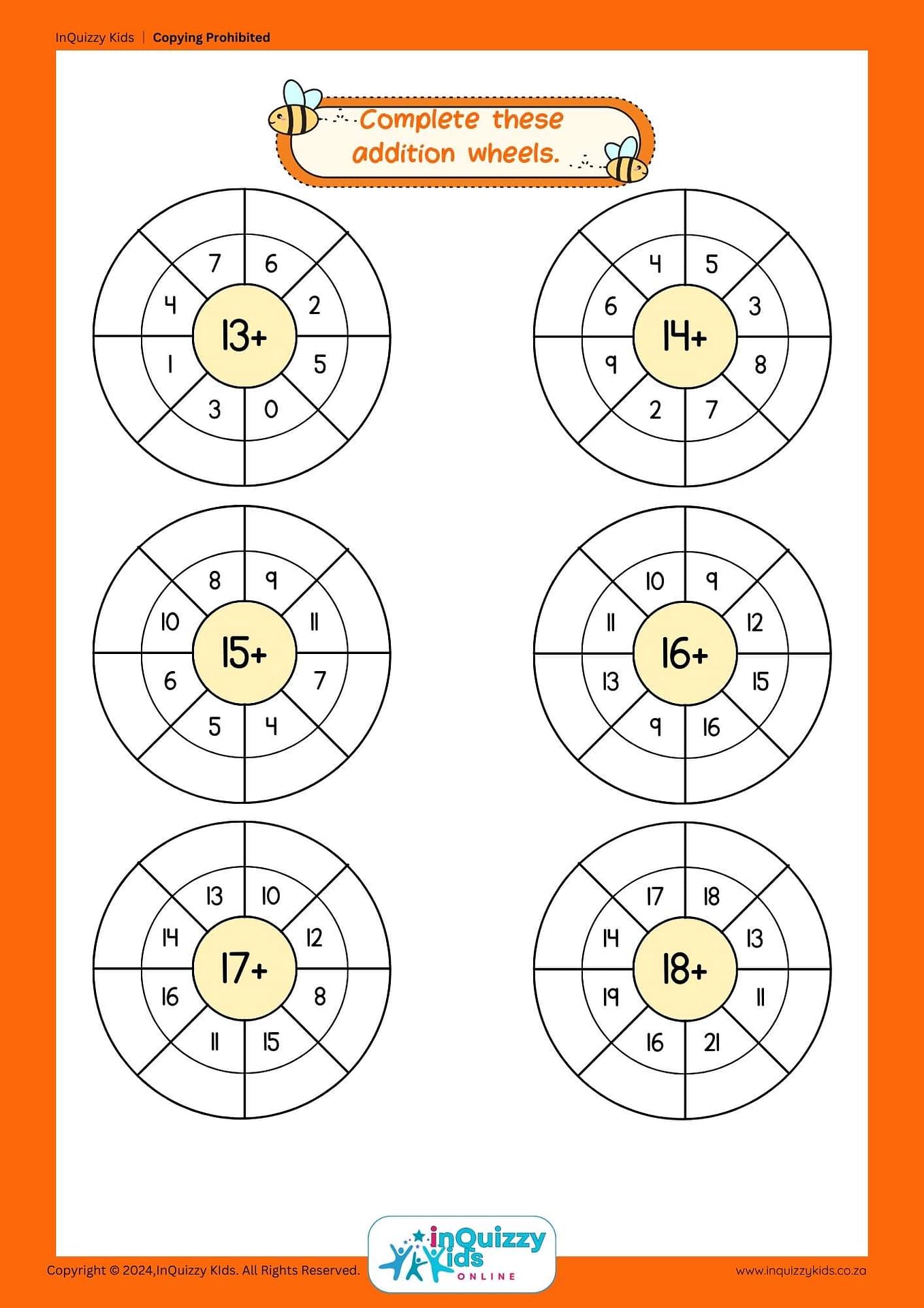 Grades 1-3: Addition Wheel Activities – inQuizzy Kids