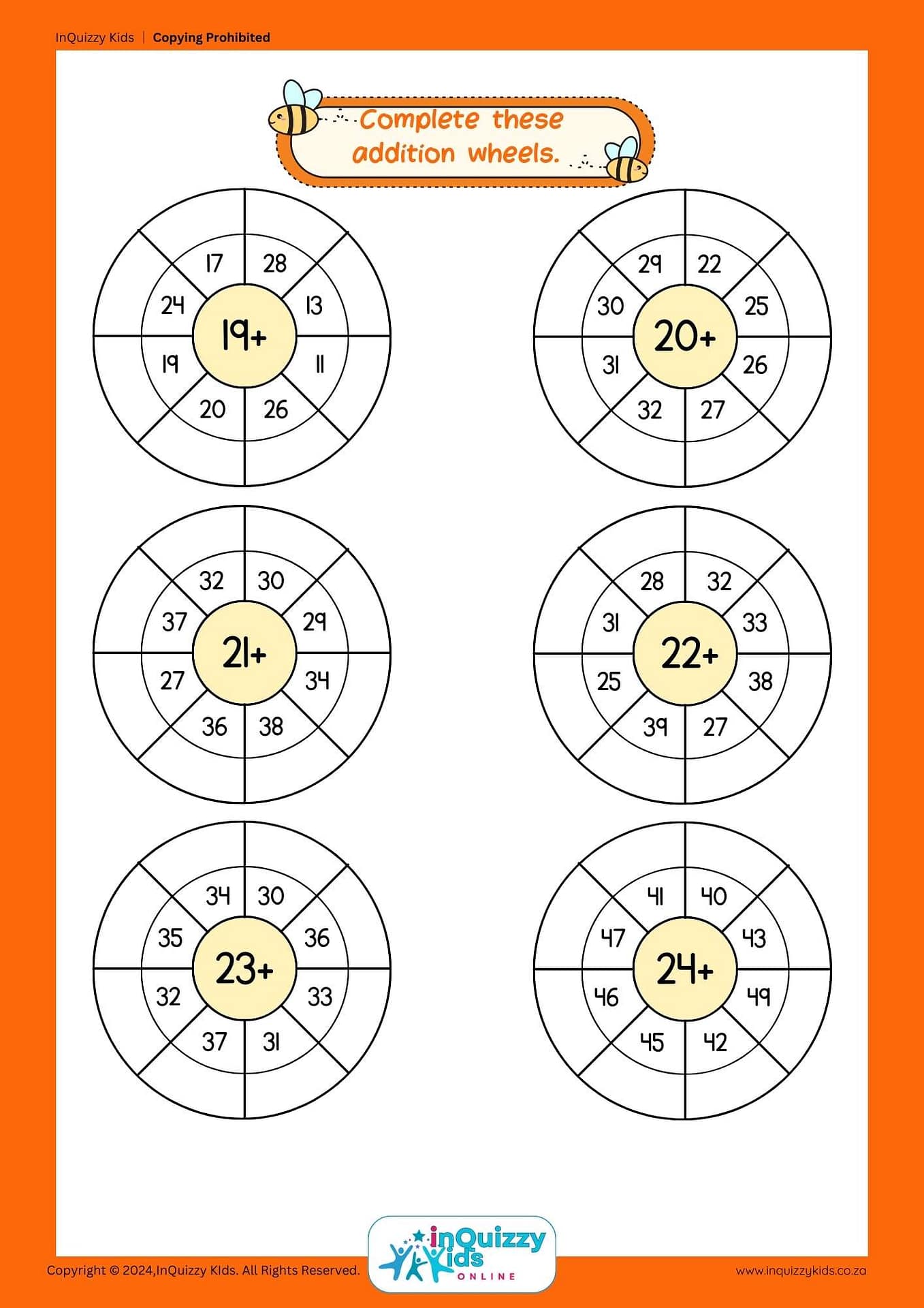 Grades 1-3: Addition Wheel Activities – inQuizzy Kids