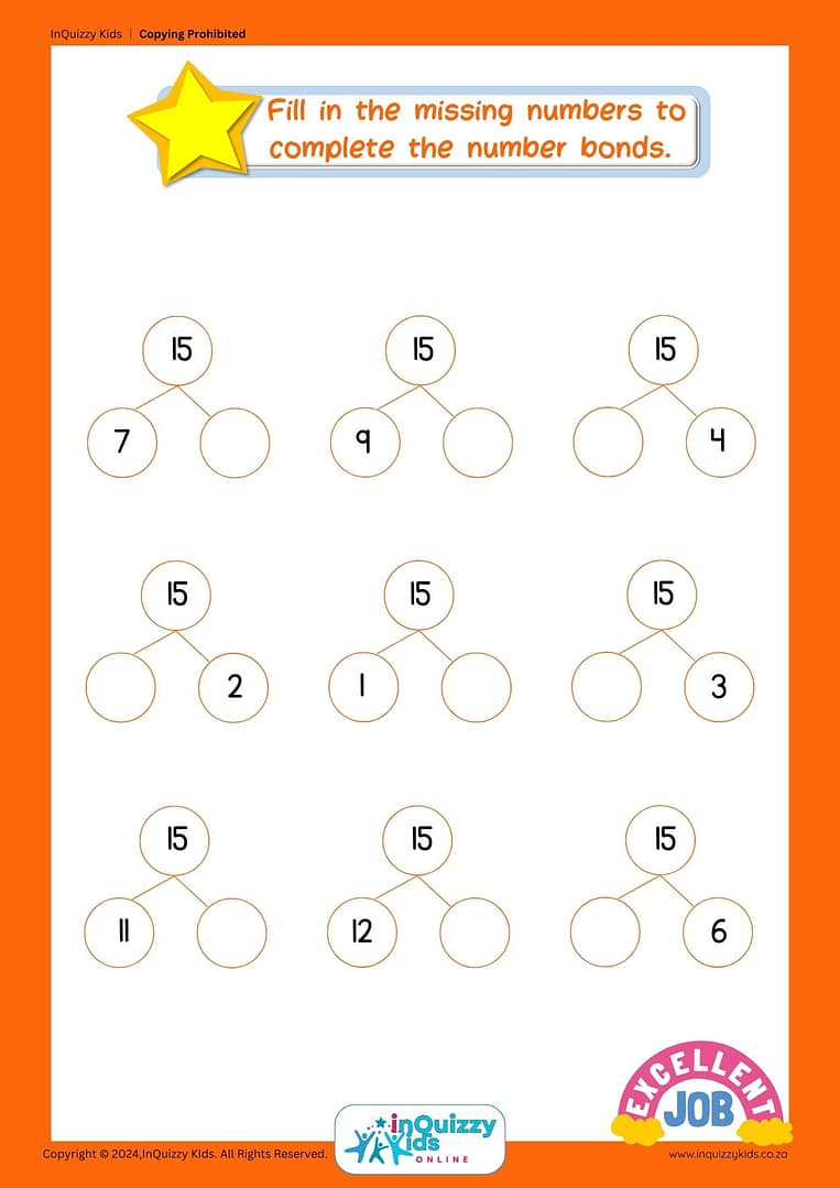Gr 1 Mathematics – Number bonds – inQuizzy Kids