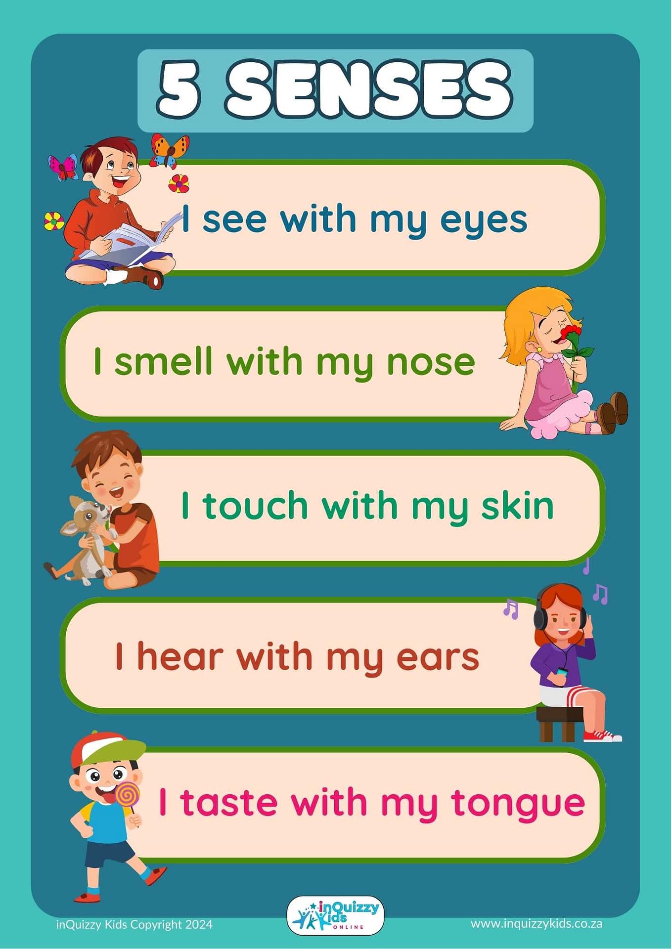 5 Senses Poster – A3 Poster – inQuizzy Kids