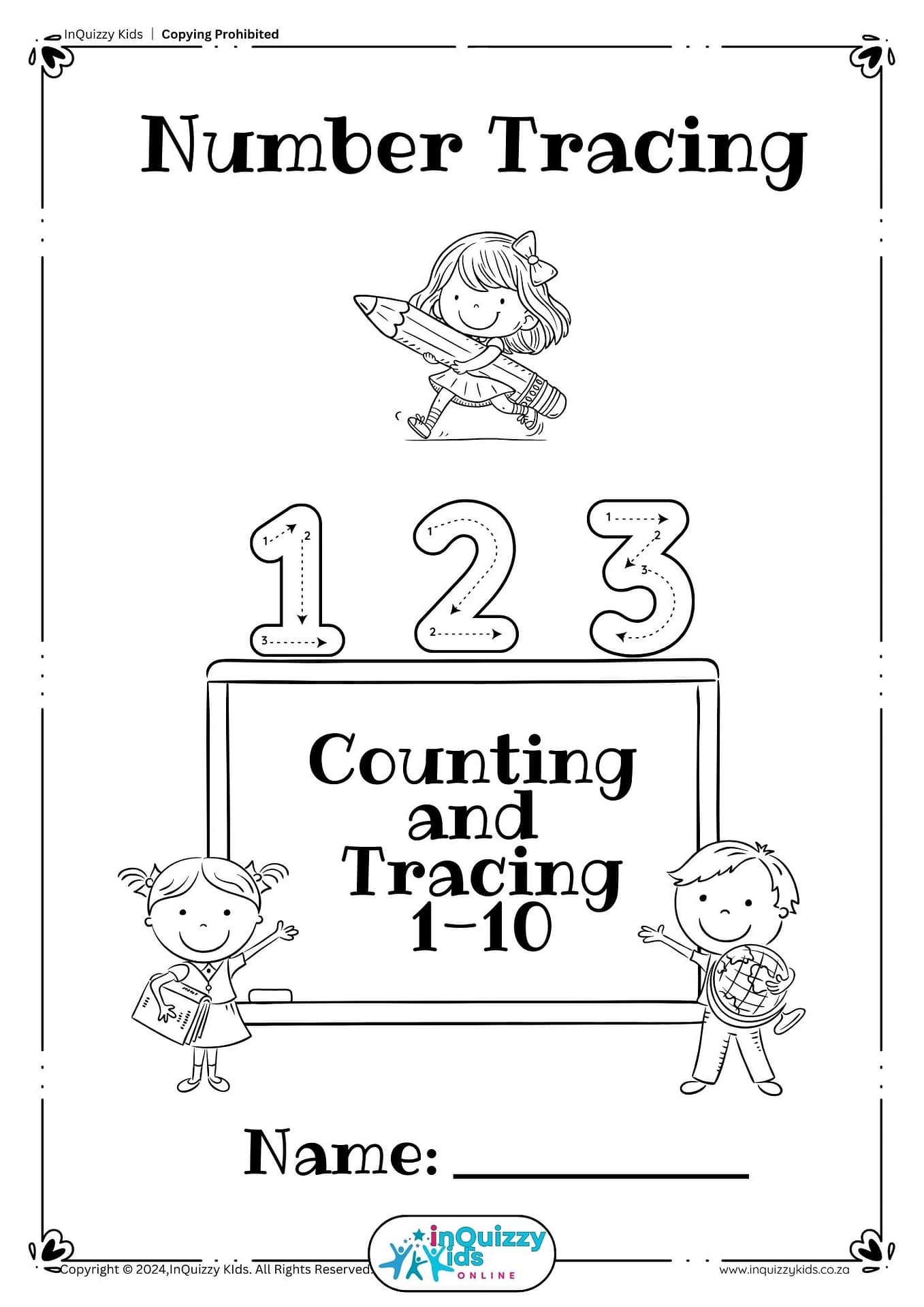 Number Tracing Booklet – Black and White 25 Pages – inQuizzy Kids