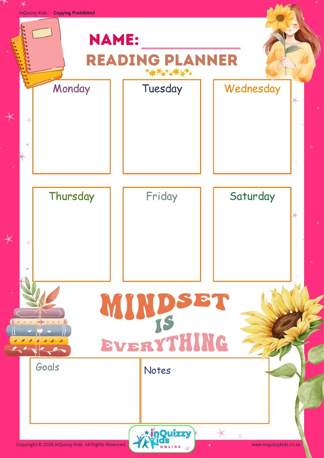 Reading Planner Flower – Free Download – inQuizzy Kids